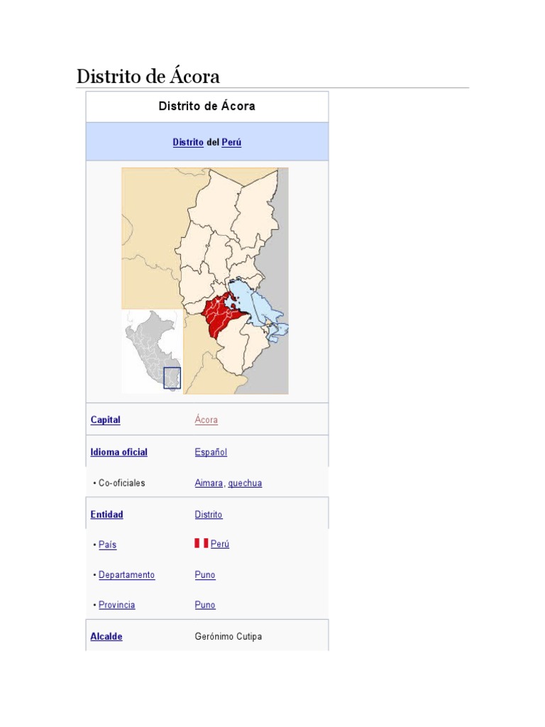 Distrito de Ácora | PDF | Perú | Science