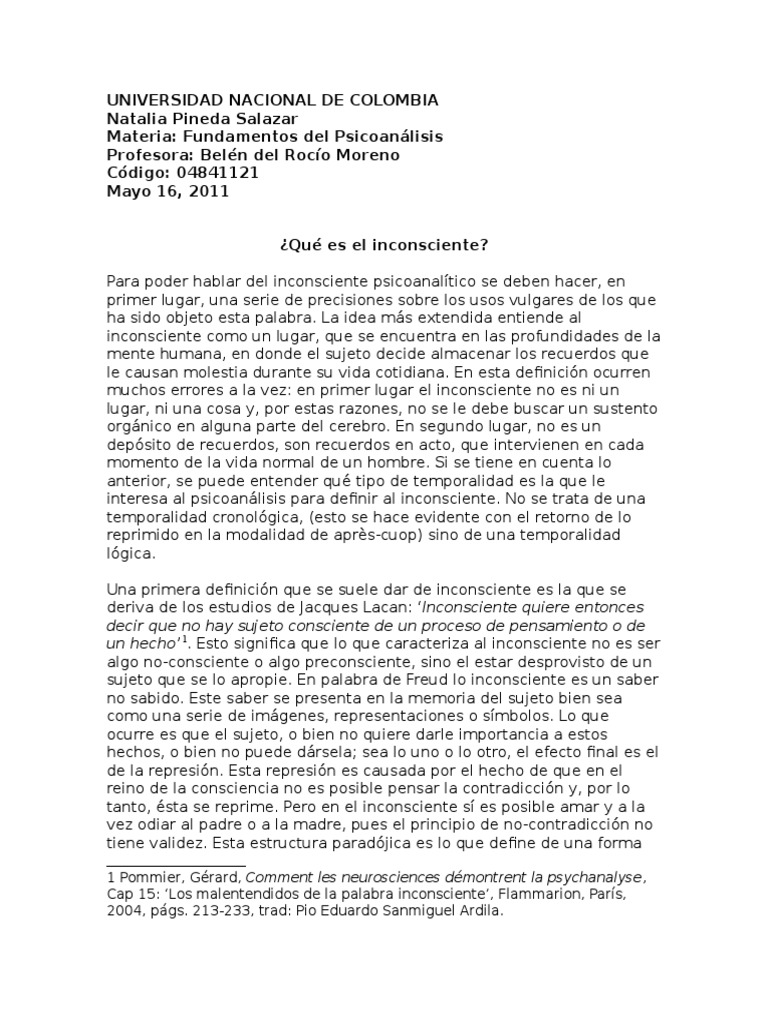 Qué Es El Inconsciente | PDF | Mente inconsciente | Psicoanálisis