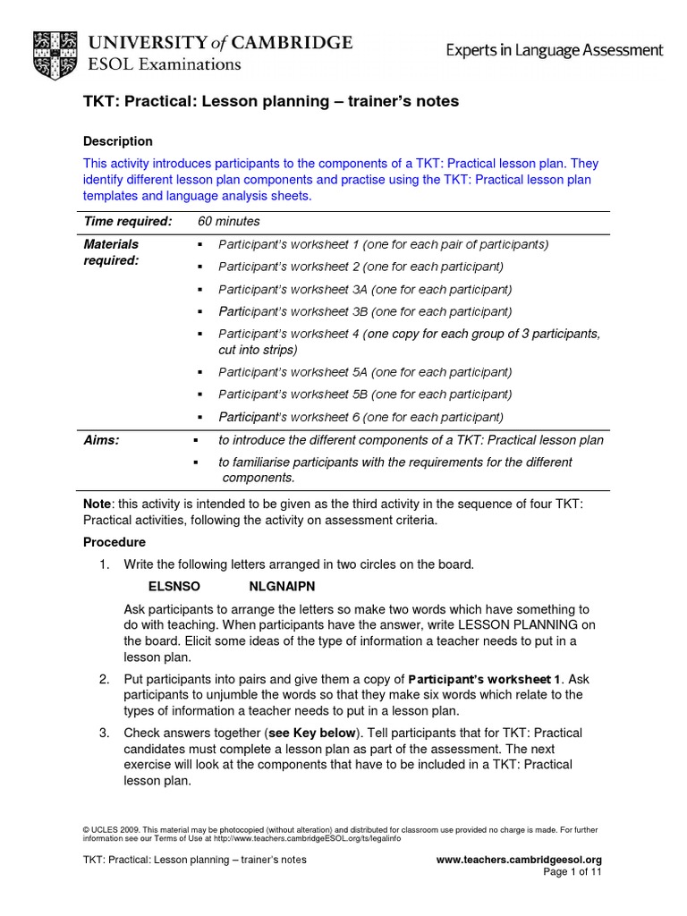 168908-tkt-practical-lesson-planning.pdf | Lesson Plan | Lesson
