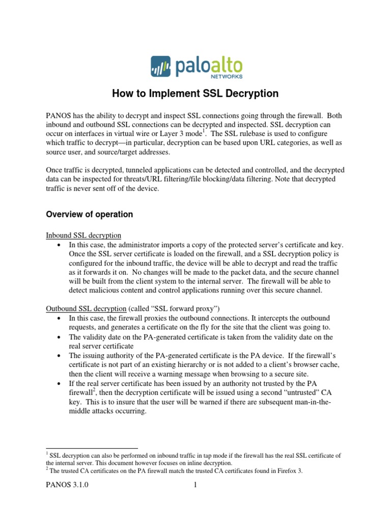 How To Implement SSL Decryption PDF | PDF | Transport Layer Security ...