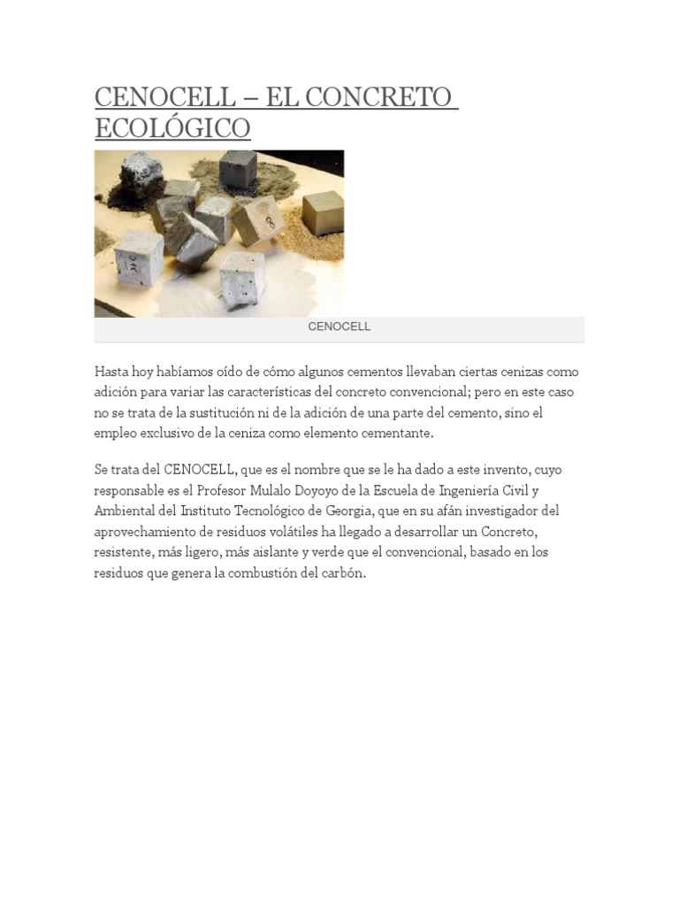 CENOCELL | PDF | Hormigón | Cemento