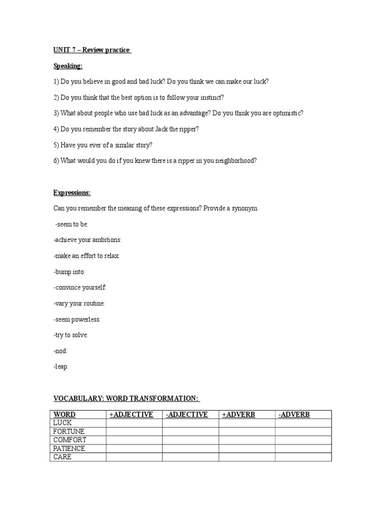 Unit 7 - Review Nef Intermediate | PDF | Social Science | Language Arts & Discipline