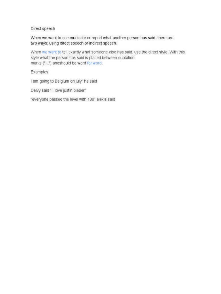 Direct Speech | PDF | Social Science