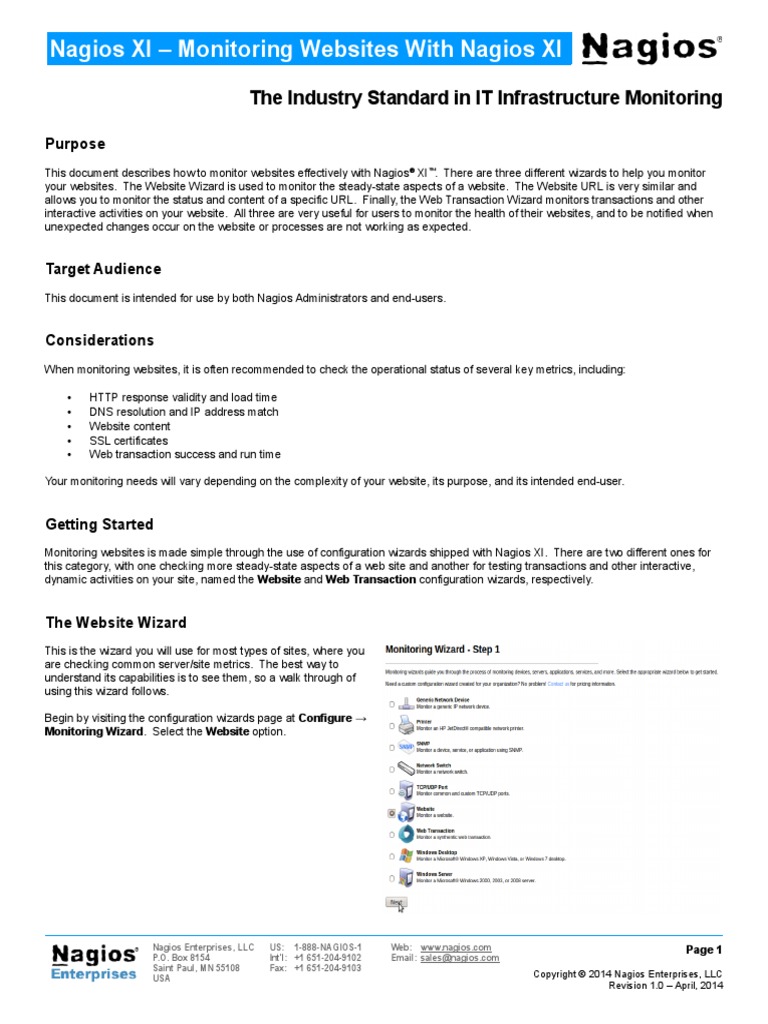 Monitoring Websites With Nagios XI | PDF | Websites | World Wide Web