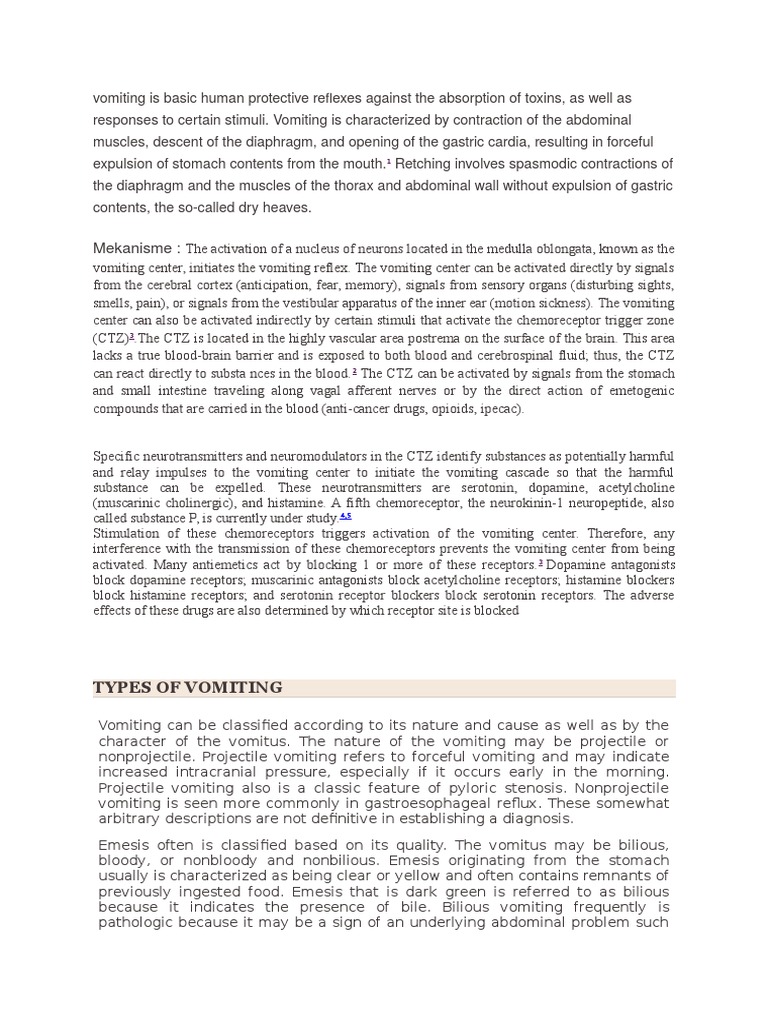 Mekanisme:: Types of Vomiting | PDF | Vomiting | Nervous System