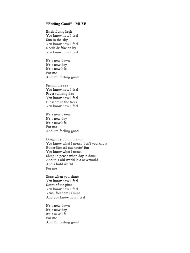 Feeling Good - Lyrics | PDF