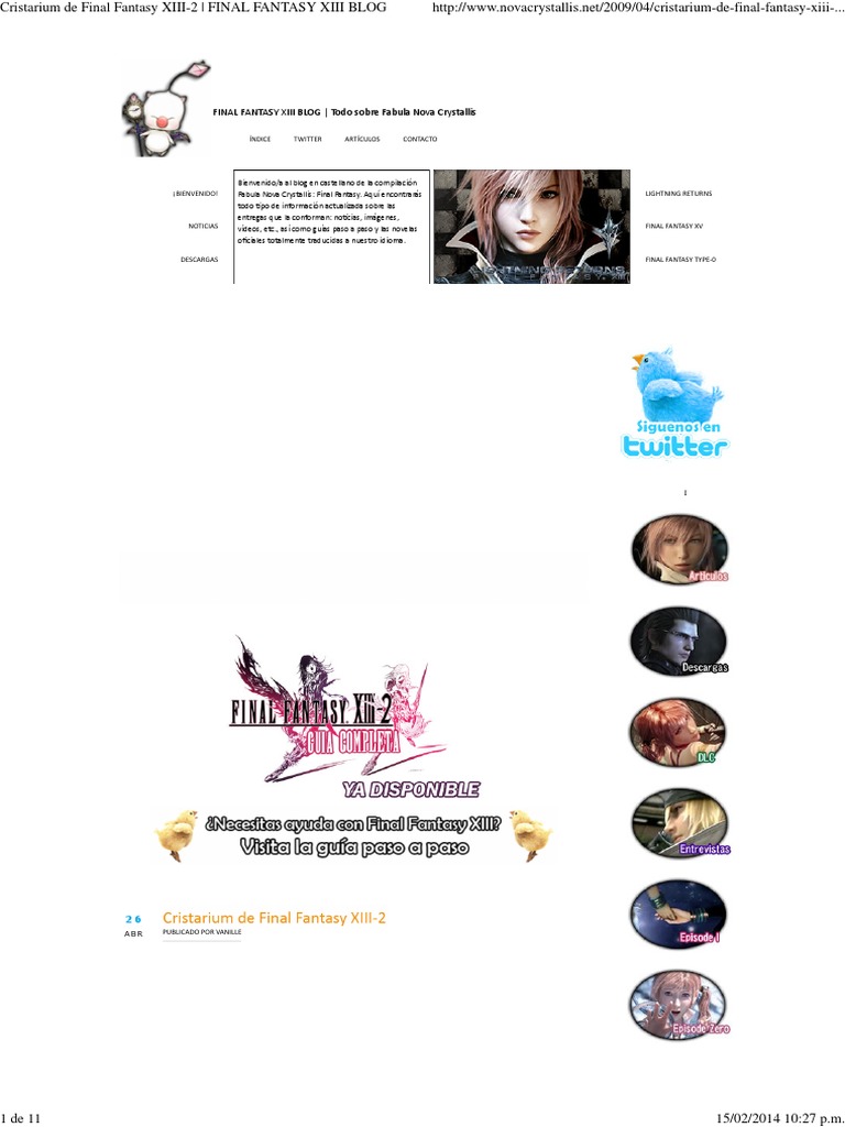 Guía del Cristarium en FF XIII-2 | PDF | Juegos de rol | Ocio