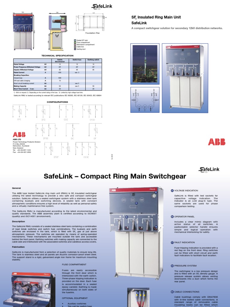 SF Insulated Ring Main Unit Safelink: A Compact Switchgear Solution For Secondary 12Kv ...