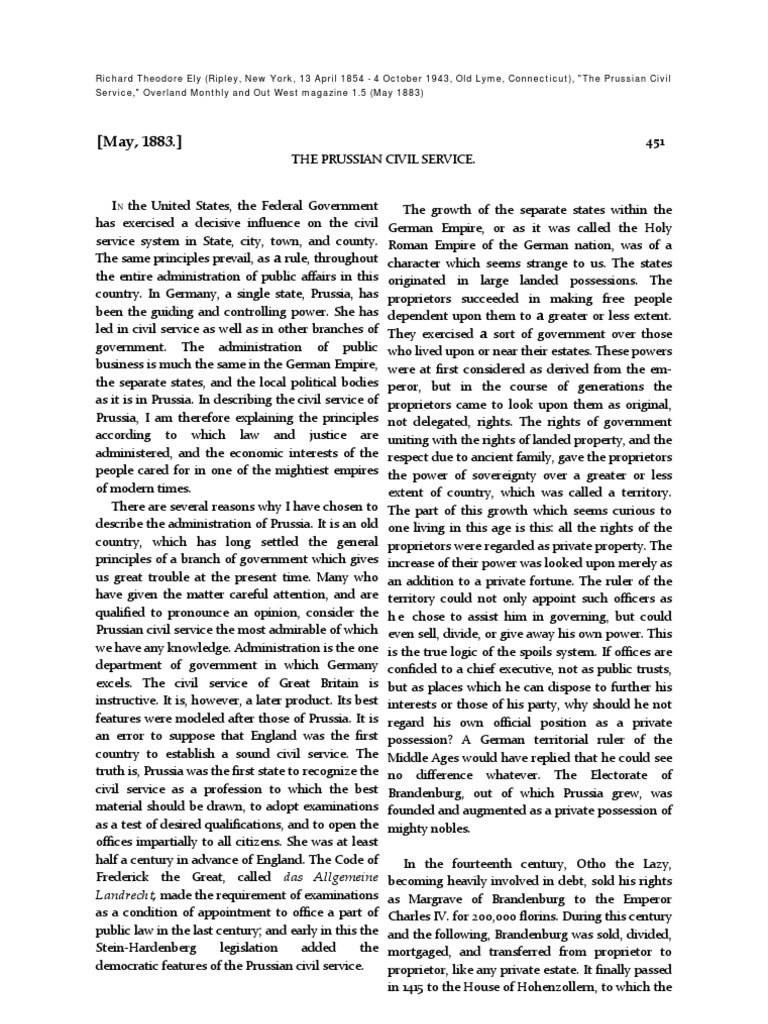 The Prussian Civil Service | PDF | Kingdom Of Prussia | Prussia