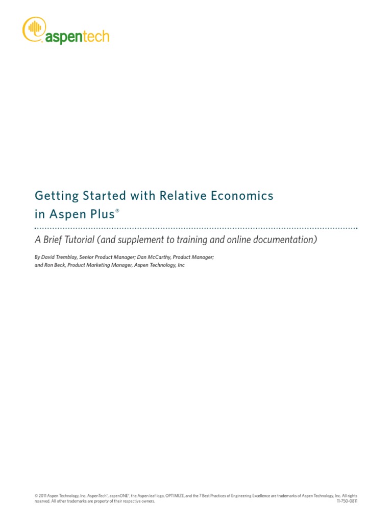 Getting Started With Relative Economics in Aspen Plus | PDF | Workflow ...