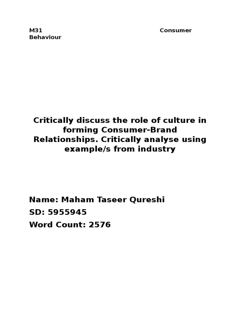 Consumer Behavior CW1 FINAL | PDF | Brand | Behavior