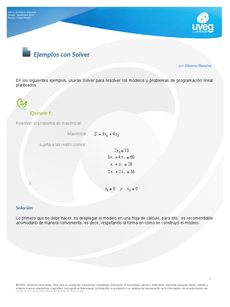 3 Ejemplos Con Solver | PDF | Programación lineal | Monitor de computadora