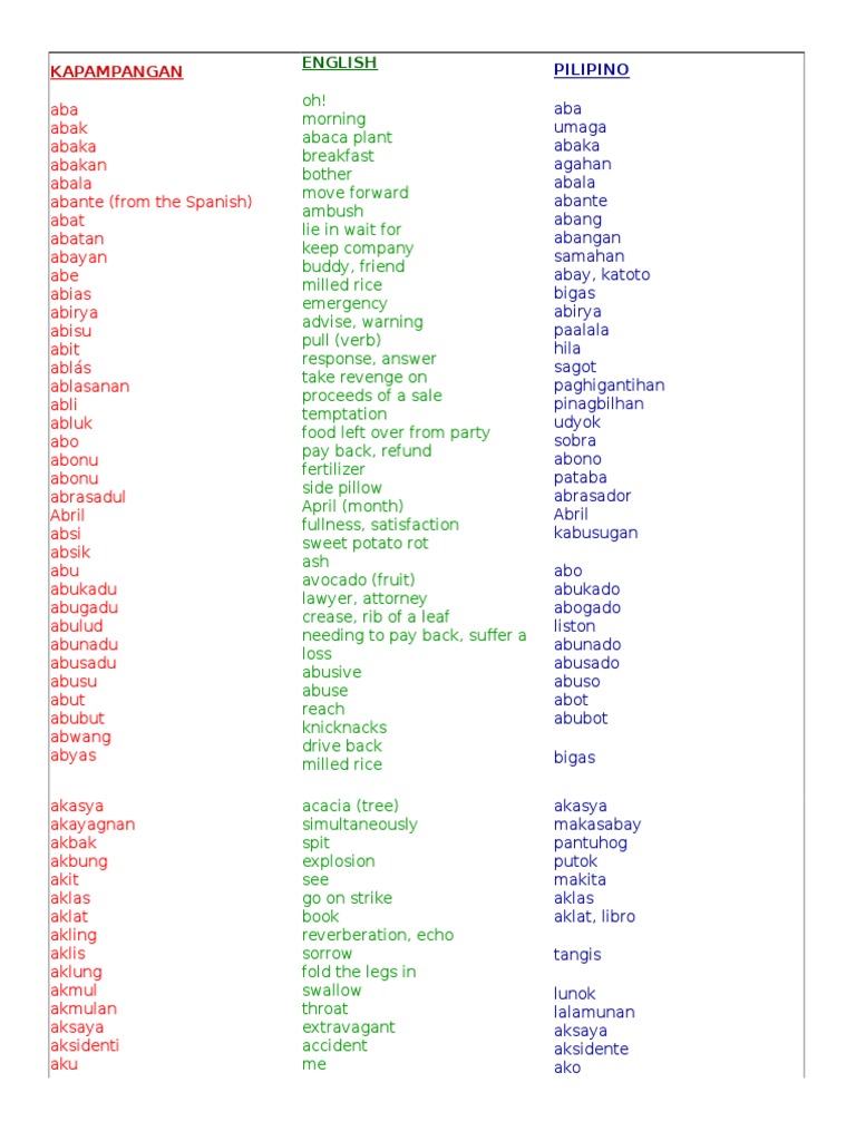 Abono Tagalog In English - nanghuwag