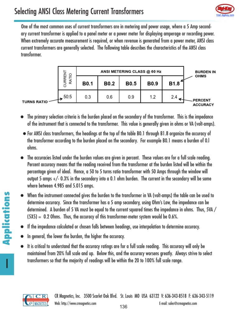 ANSI Class Current Transformer Guide | PDF | Transformer | Force