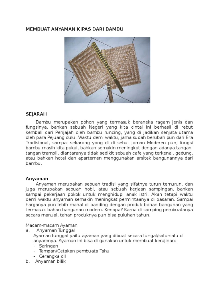 Anyaman Bambu Kipas | PDF