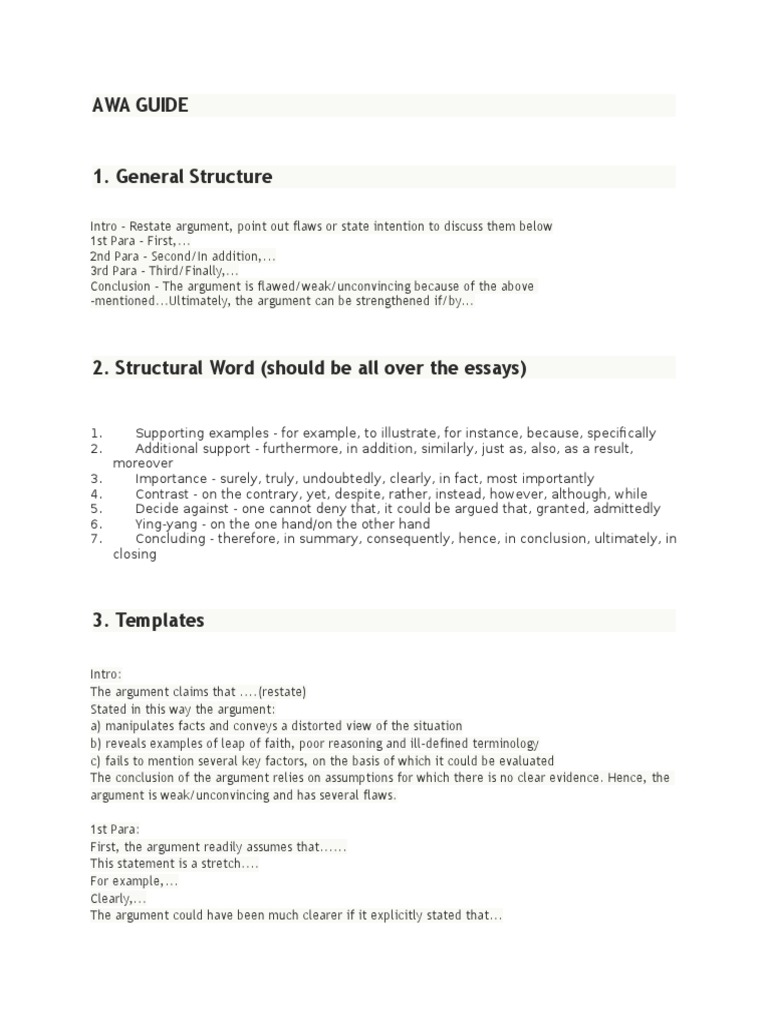 Gmat AWA Template | Download Free PDF | Argument | Essays