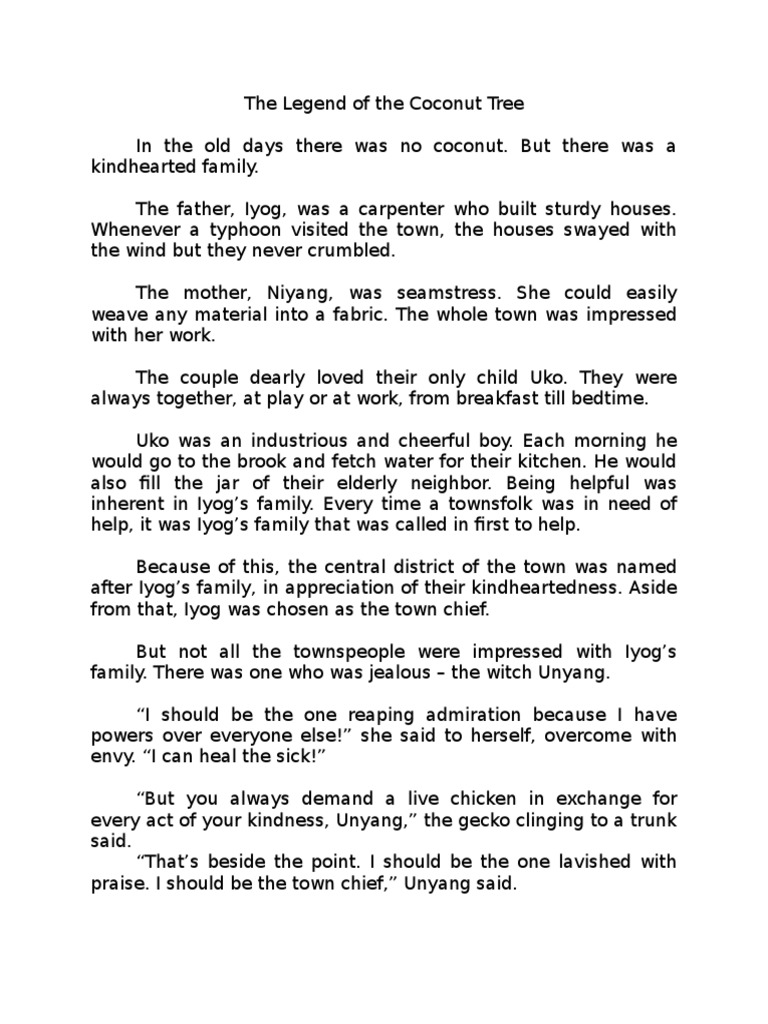 The Legend of The Coconut Tree (Revised) | PDF