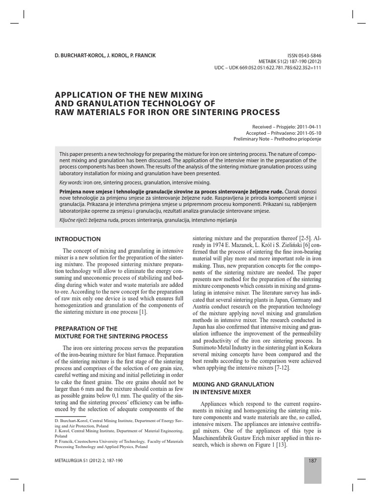 Application of The New Mixing and Granulation Technology of Raw ...