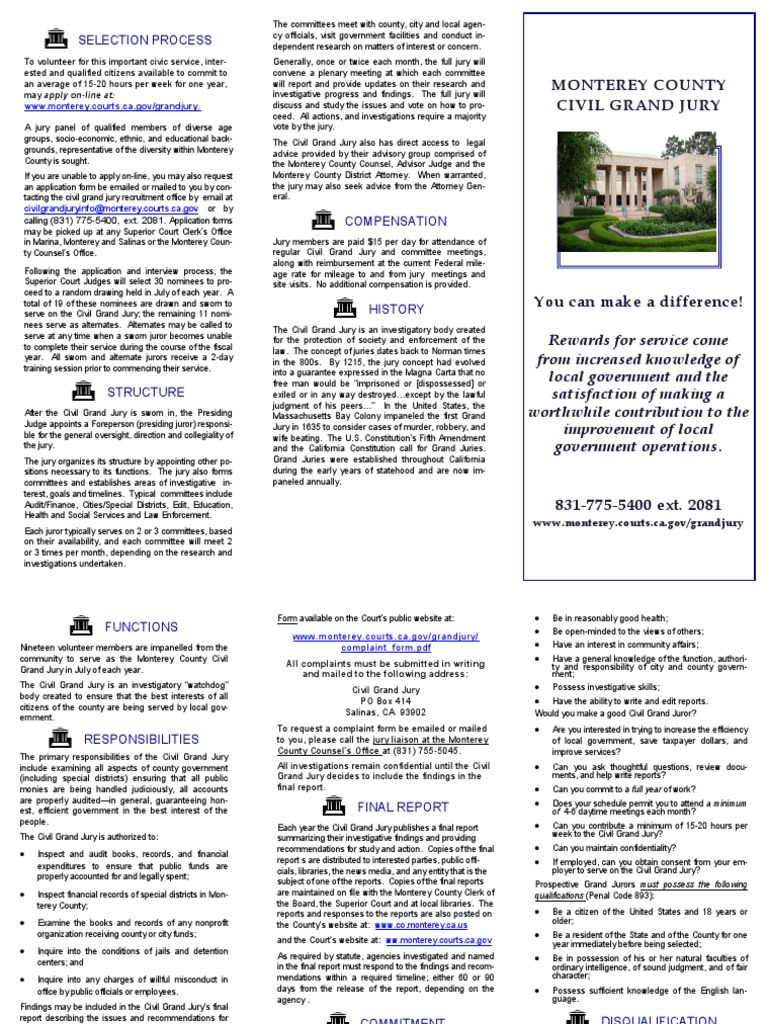 2014 Civil Grand Jury Brochure | PDF | Grand Juries In The United ...