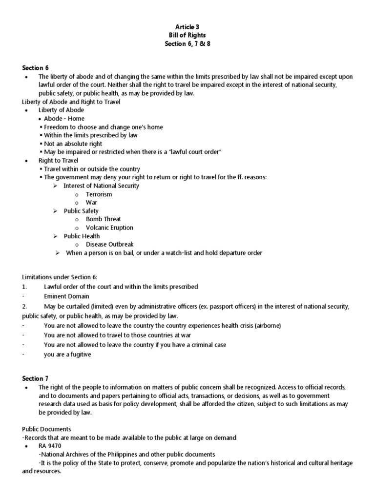 Philippine Constitution - Article 3 section 6, 7, 8 | Freedom Of ...