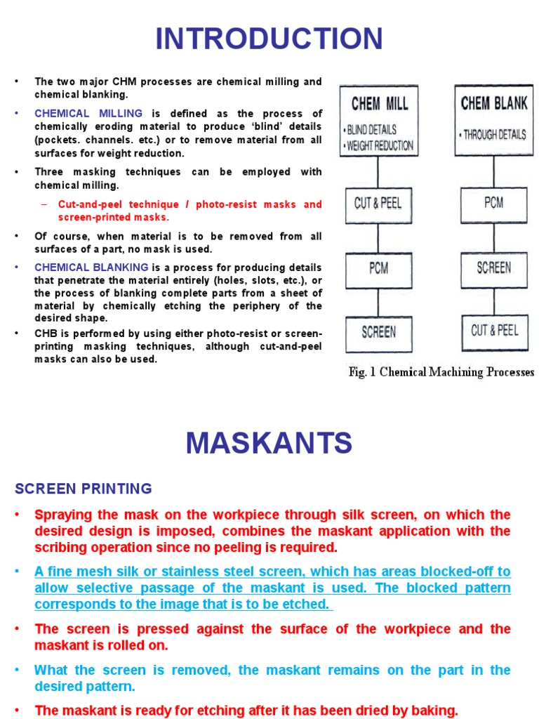 Chemical Milling: - Cut-And-Peel Technique / Photo-Resist Masks and ...