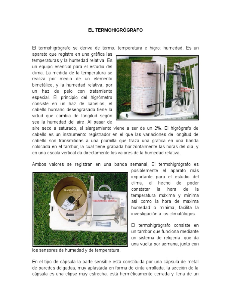El Termohigrógrafo | Humedad | Evaporación