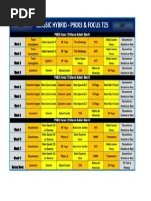 P90x3 Classic Schedule Printable P90X3 T25 Hybrid Schedule – The