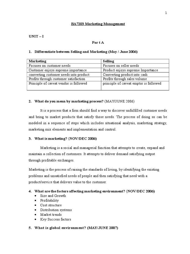 2 And 16 Marks Marketing Management Pdf Sales Marketing