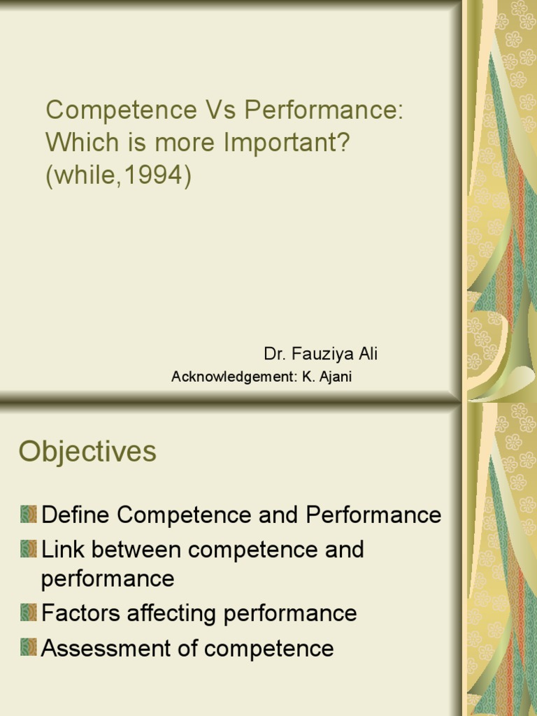 Competence Vs Performance.ppt | Competence (Human Resources ...