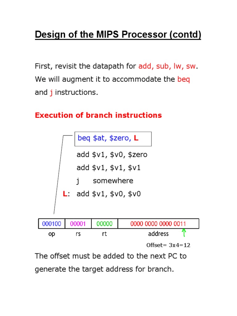 Design of The MIPS Processor (Contd) | PDF | Instruction Set | Mips ...