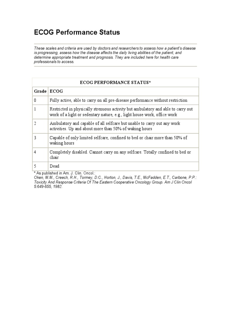 ECOG Performance Status | PDF