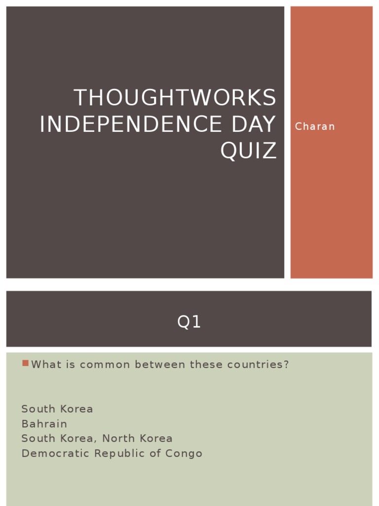 Independence Day Quiz Questions | PDF | Travel | General Fiction