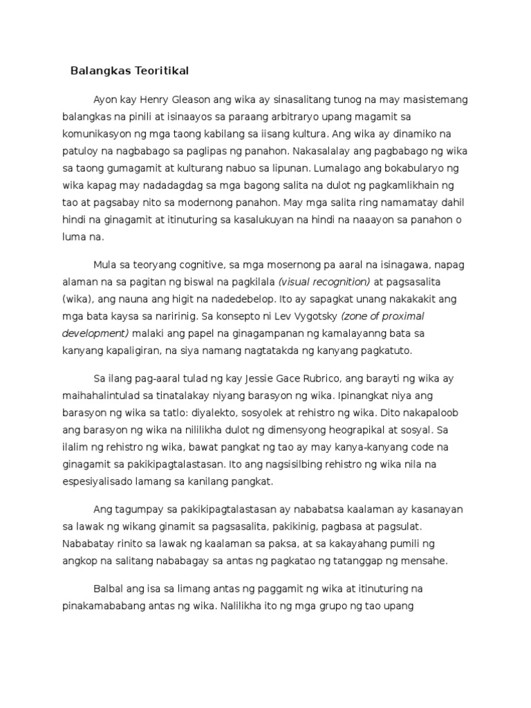 Balangkas Teoritikal | PDF