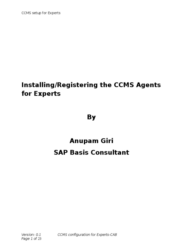 CCMS Agent Setup Guide for Experts | PDF | Installation (Computer Programs) | Cross Platform
