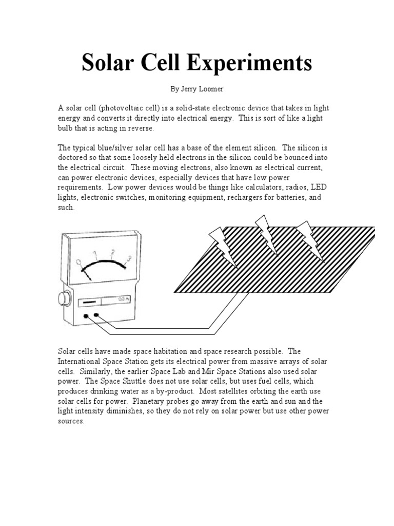 Solar Cell Experiments | PDF | Solar Cell | Electric Power