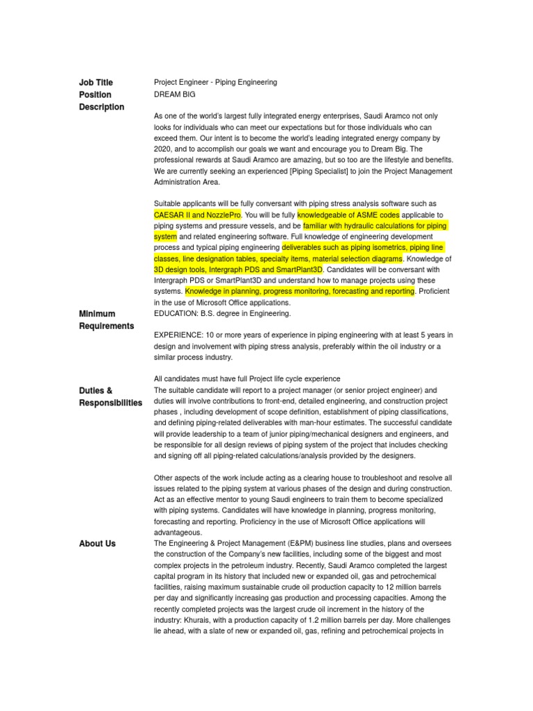 Job Title Position Description | PDF | Petroleum | Engineering