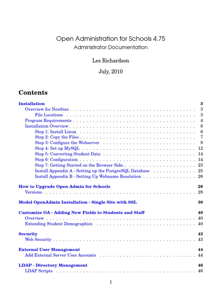 Open Administration For Schools 4.75: Administrator Documentation Les ...
