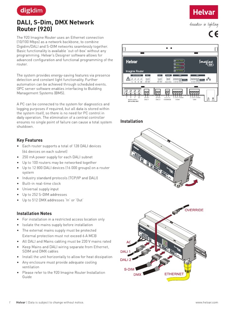 Helvar 920 Imagine Router Overview | PDF | Router (Computing) | Digital ...