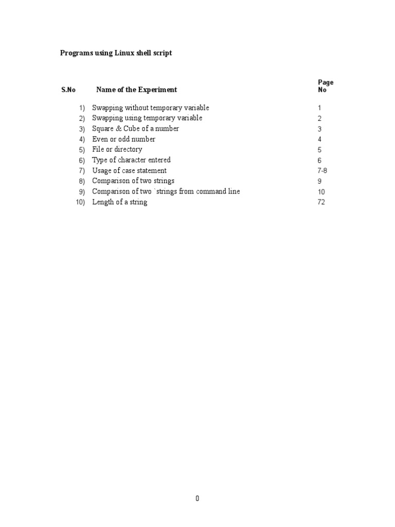 Programs Using Linux Shell Script: S.No No | PDF | Command Line Interface | Computer File