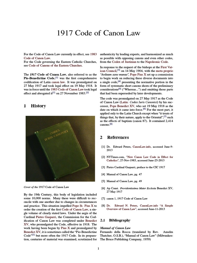 1917 Code of Canon Law | Download Free PDF | Catholic Church | Catholic ...