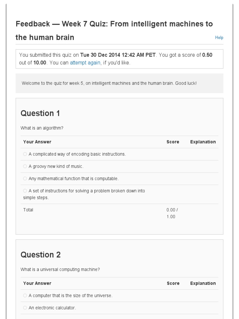 Feedback - Week 7 Quiz | PDF | Illusion | Perception