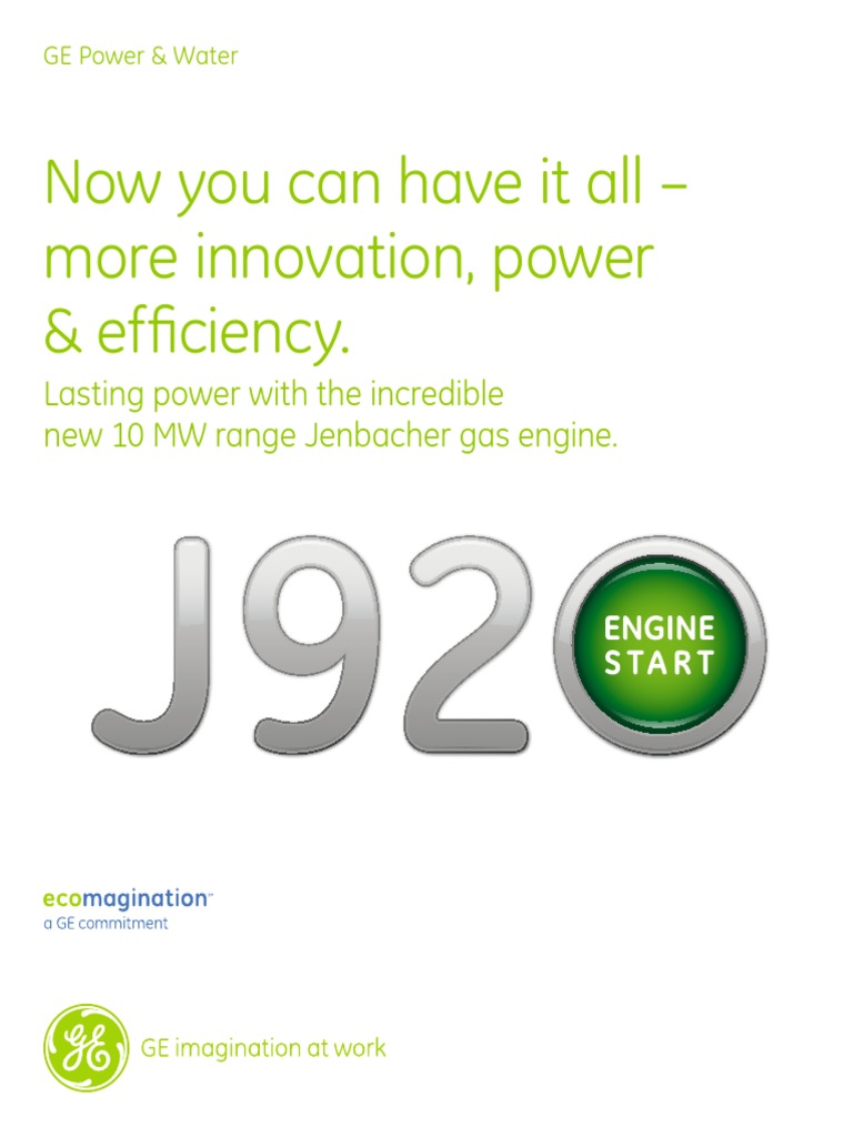 J920 Jenbacher Factsheet English | PDF | Natural Gas | Turbocharger