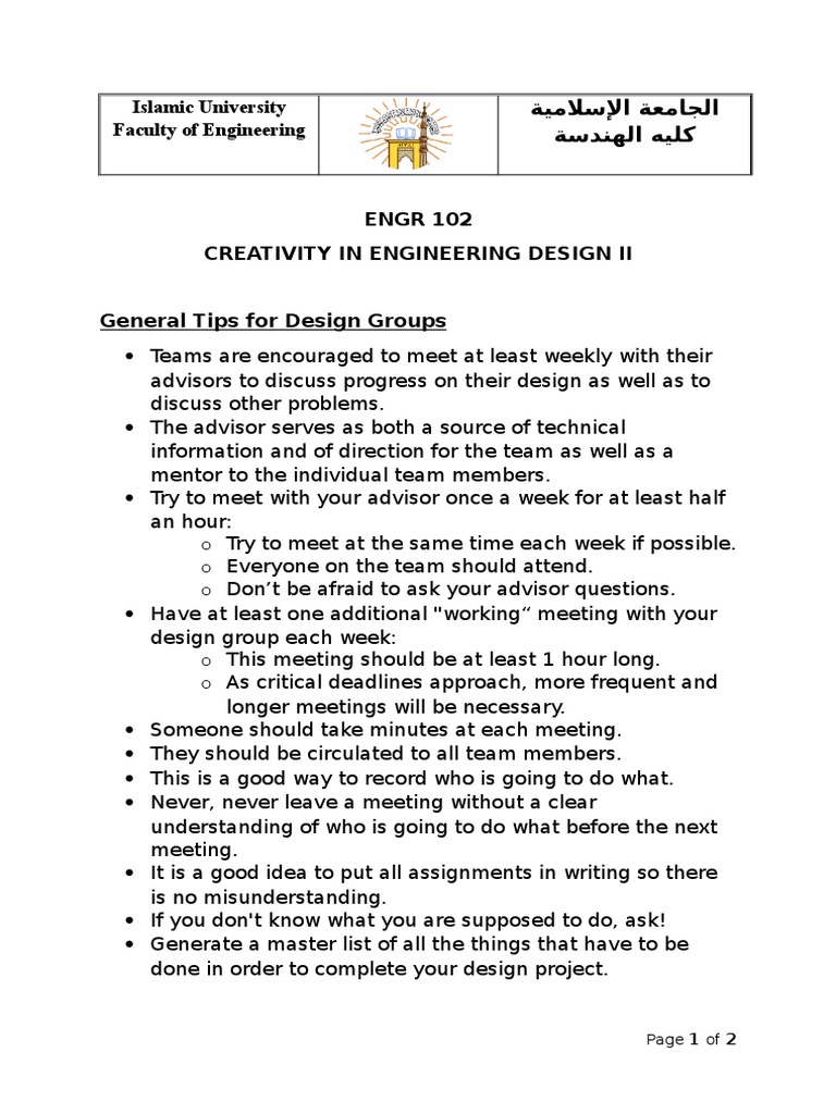 General Tips For Design Groups | PDF
