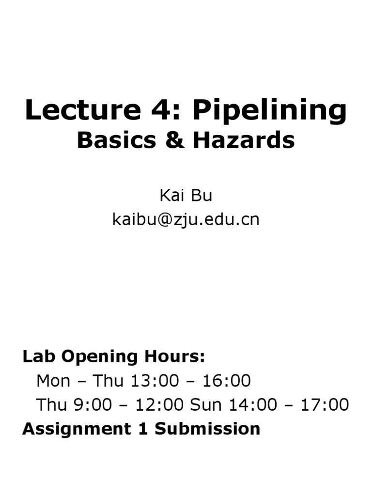 Lec04 Pipelining Intro&hazards | PDF | Instruction Set | Integrated Circuit