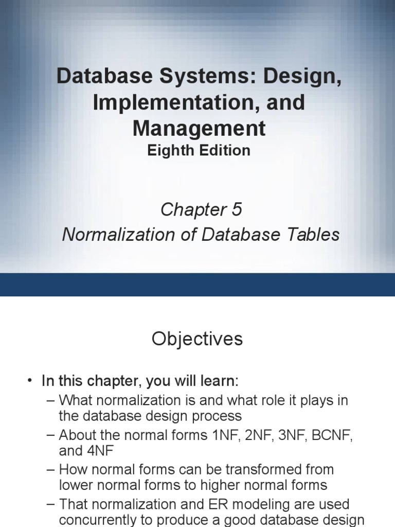 Database Systems: Design, Implementation, and Management: Normalization ...