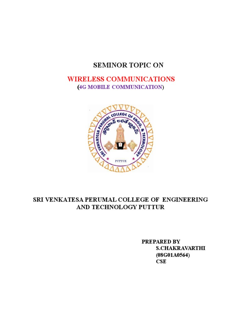 Wireless Communications: Seminor Topic On | PDF | 4 G | Orthogonal ...