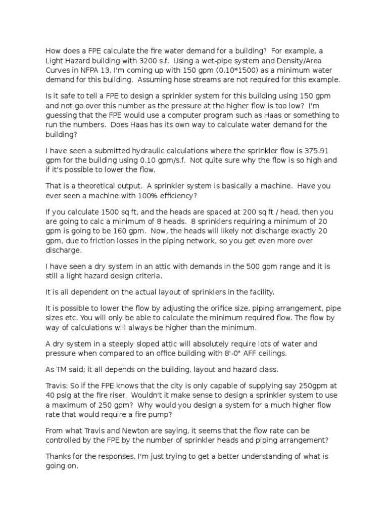 Calculating Fire Water Demand | PDF | Fire Sprinkler System | Thermal ...