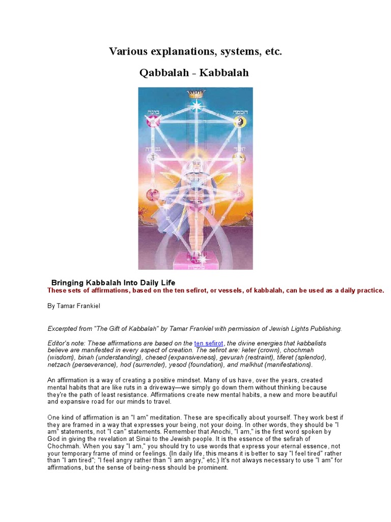 Various Explanations, Systems, Etc. Qabbalah - Kabbalah: Bringing ...