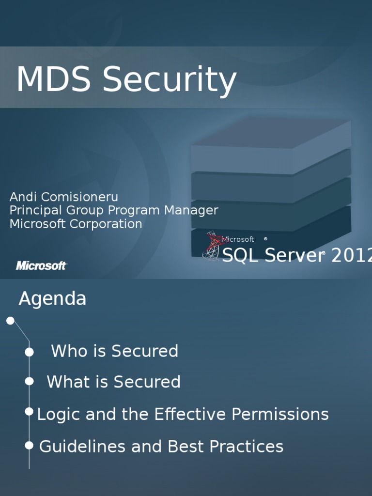 MDS Security: SQL Server 2012 | PDF | Active Directory | Hierarchy