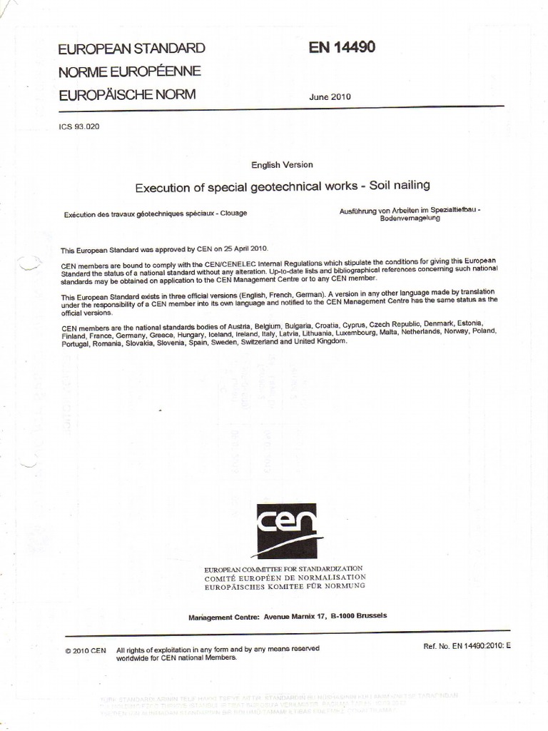 En 14490 - Soil Nailing | PDF
